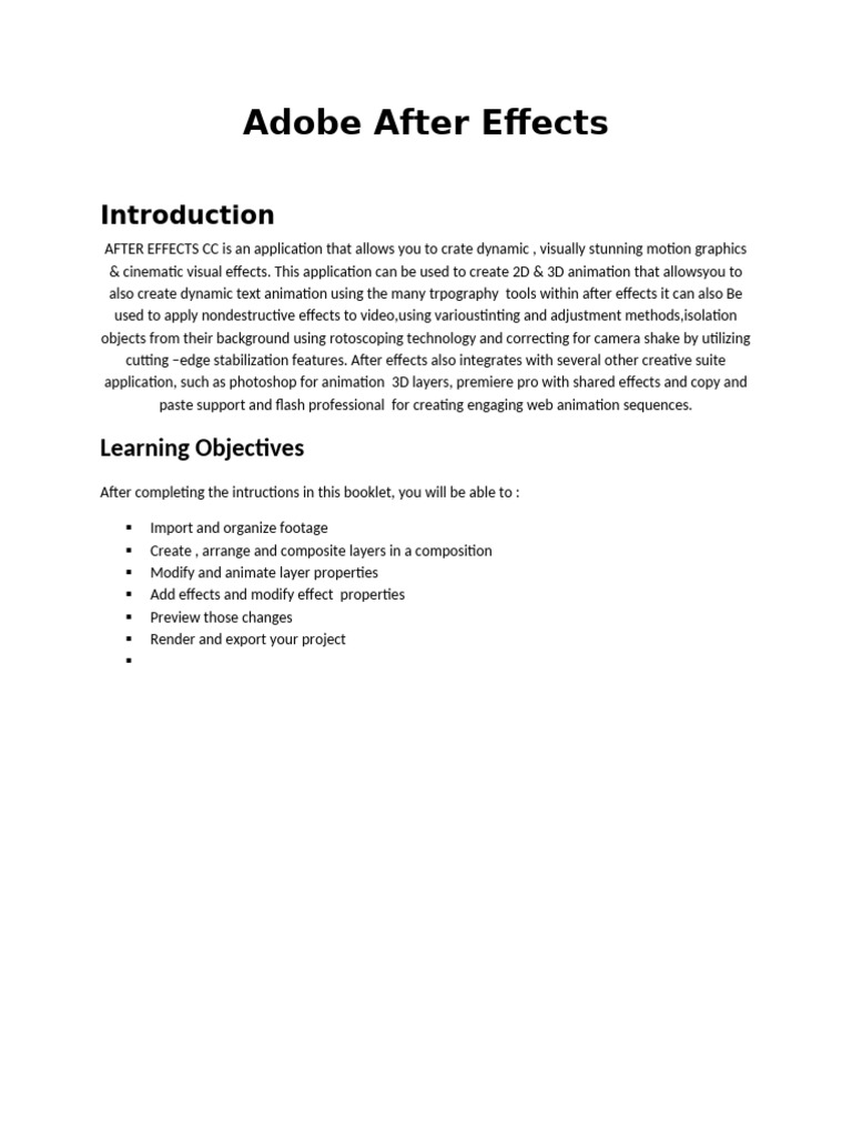Adobe After Effects | PDF