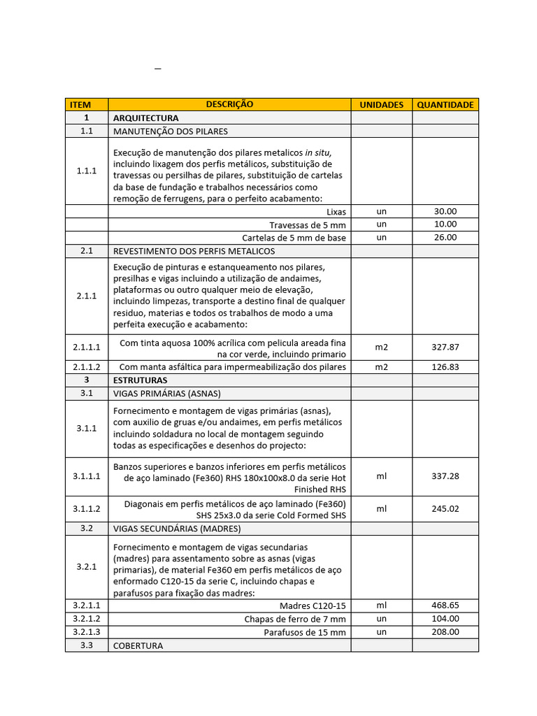 ANEXO - Mapa de Quantidades | PDF | Materiais