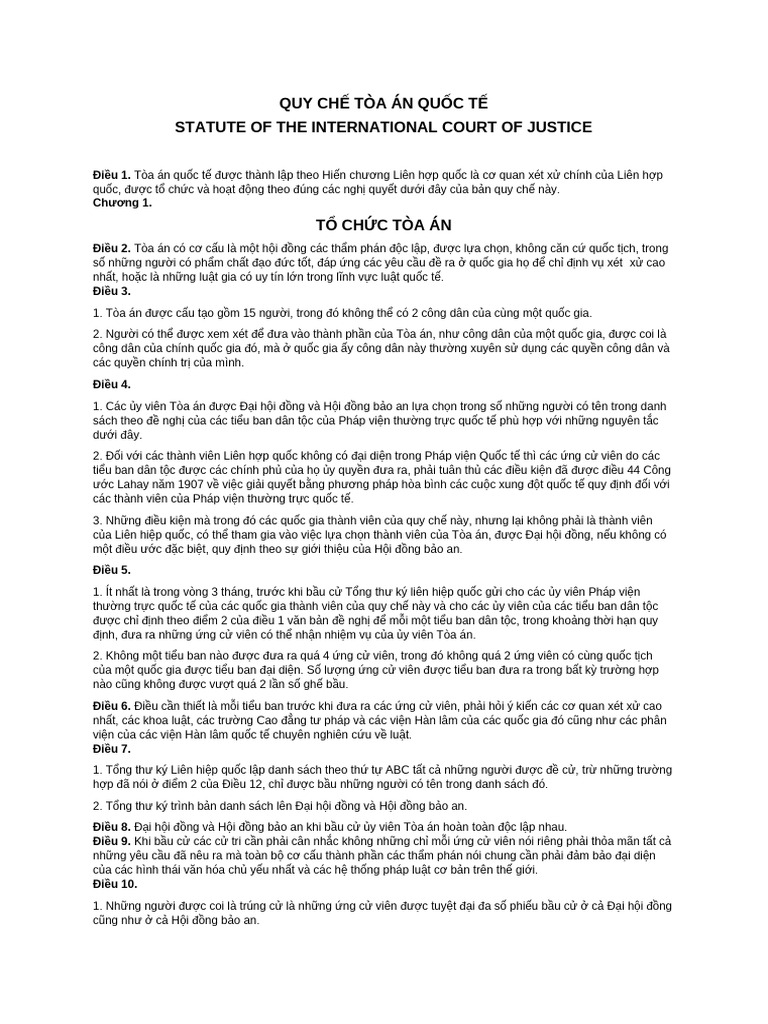 QUY CHẾ TÒA ÁN QUỐC TẾ | PDF