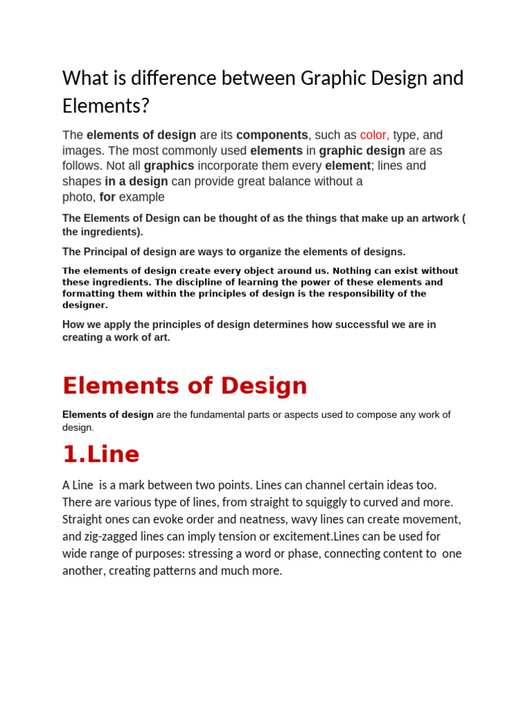 What Is Difference Between Graphic Design and Elements | PDF | Color ...