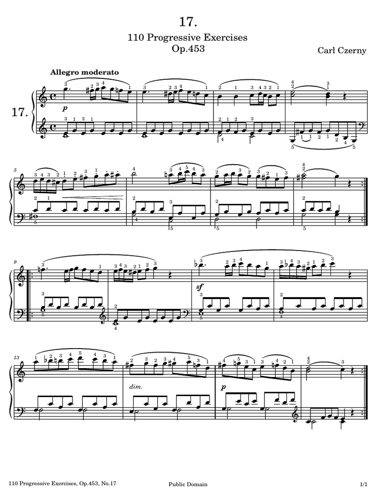 No.17 From 110 Progressive Exercises Op.453 Carl Czerny | PDF | Musical Compositions