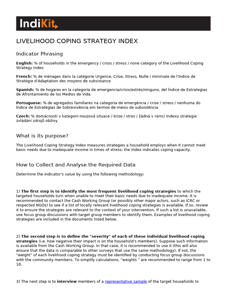 Indicator - Livelihood Coping Strategy Index | PDF