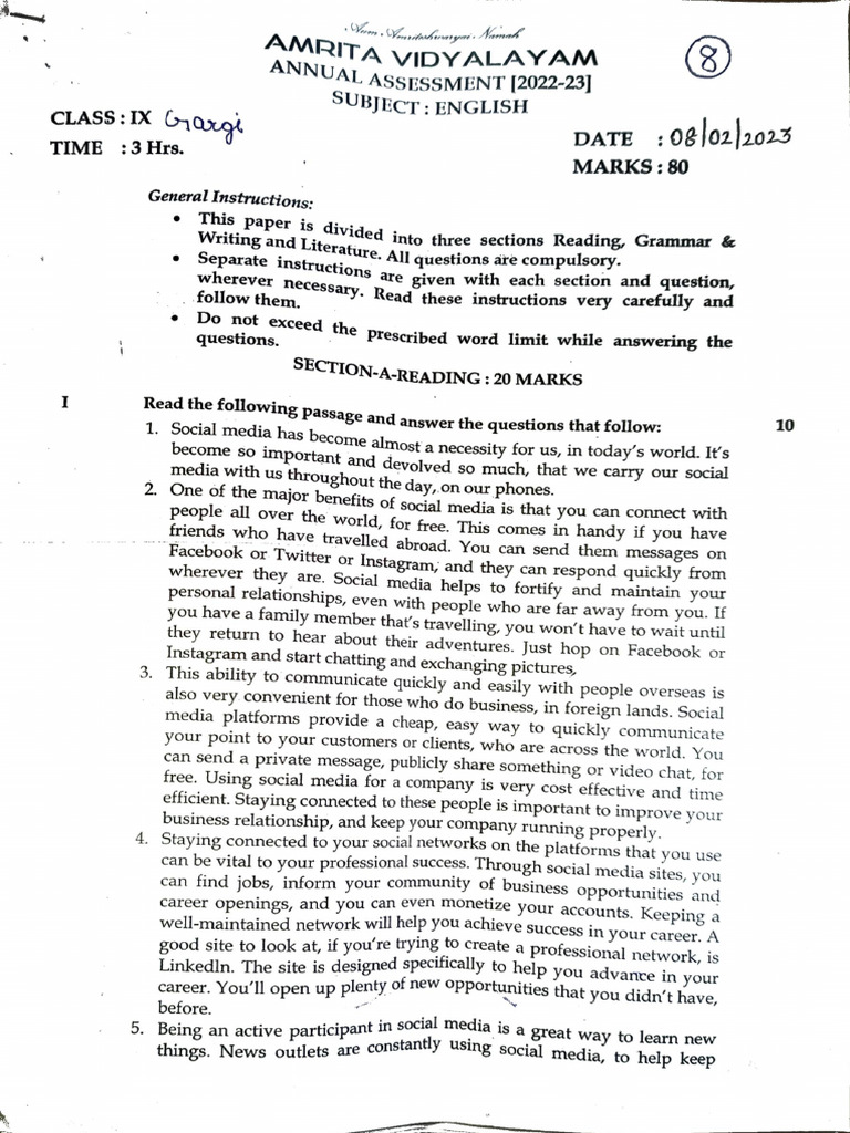 English Aa Paper | PDF