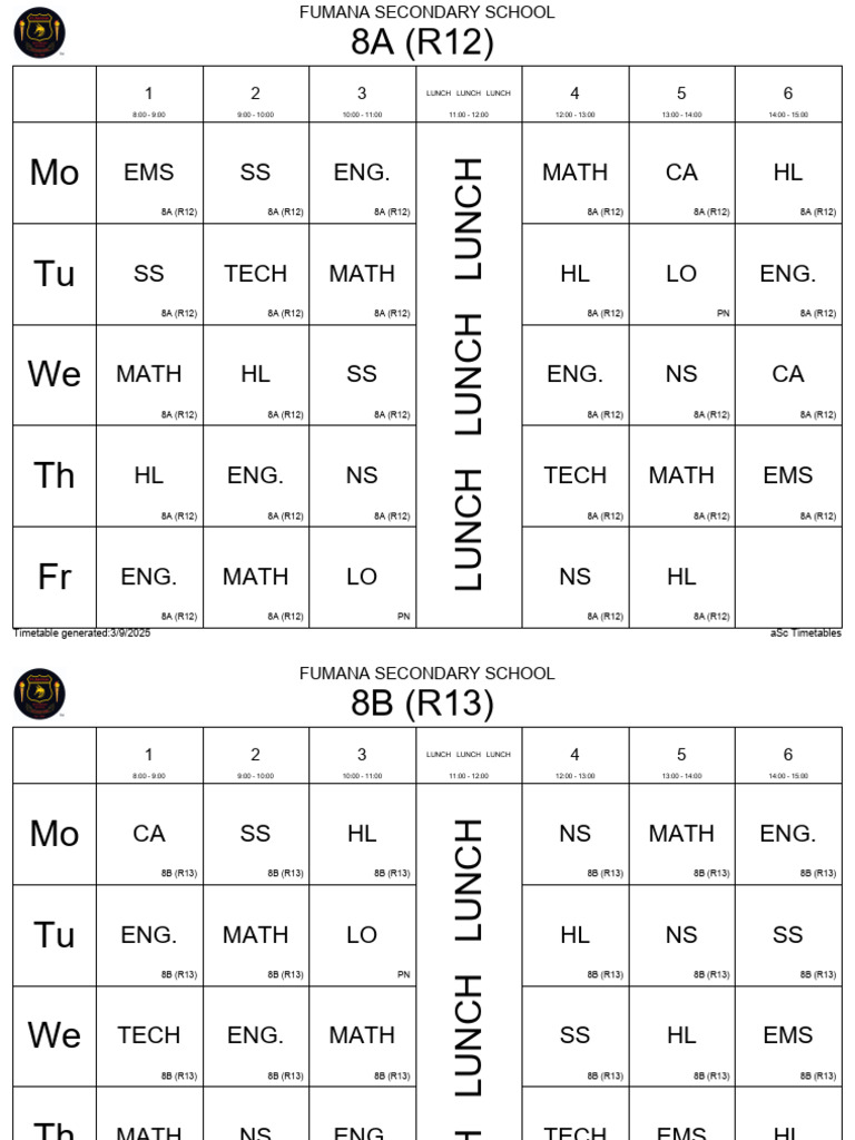 Class Temporal Timetable-1 | PDF