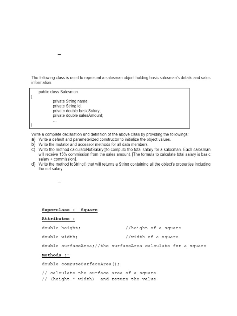 Pre-Lab - REVISION JAVA AND OOP | PDF | Inheritance (Object Oriented ...
