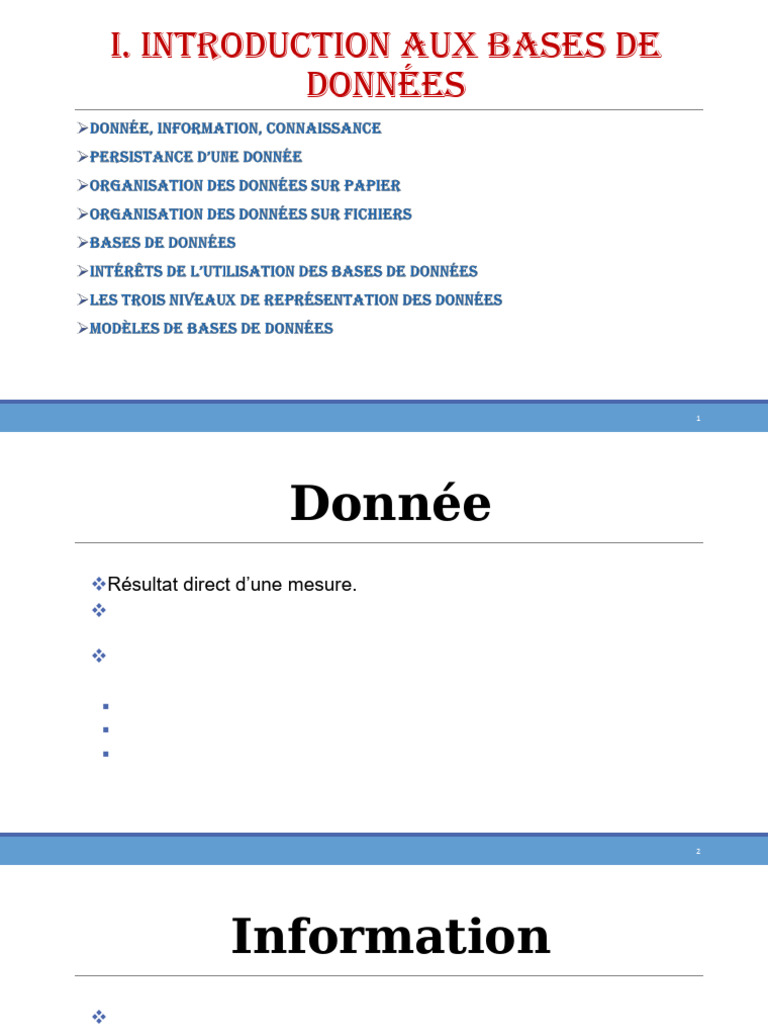 Introduction aux bases de données PDF | PDF | Bases de données | Données