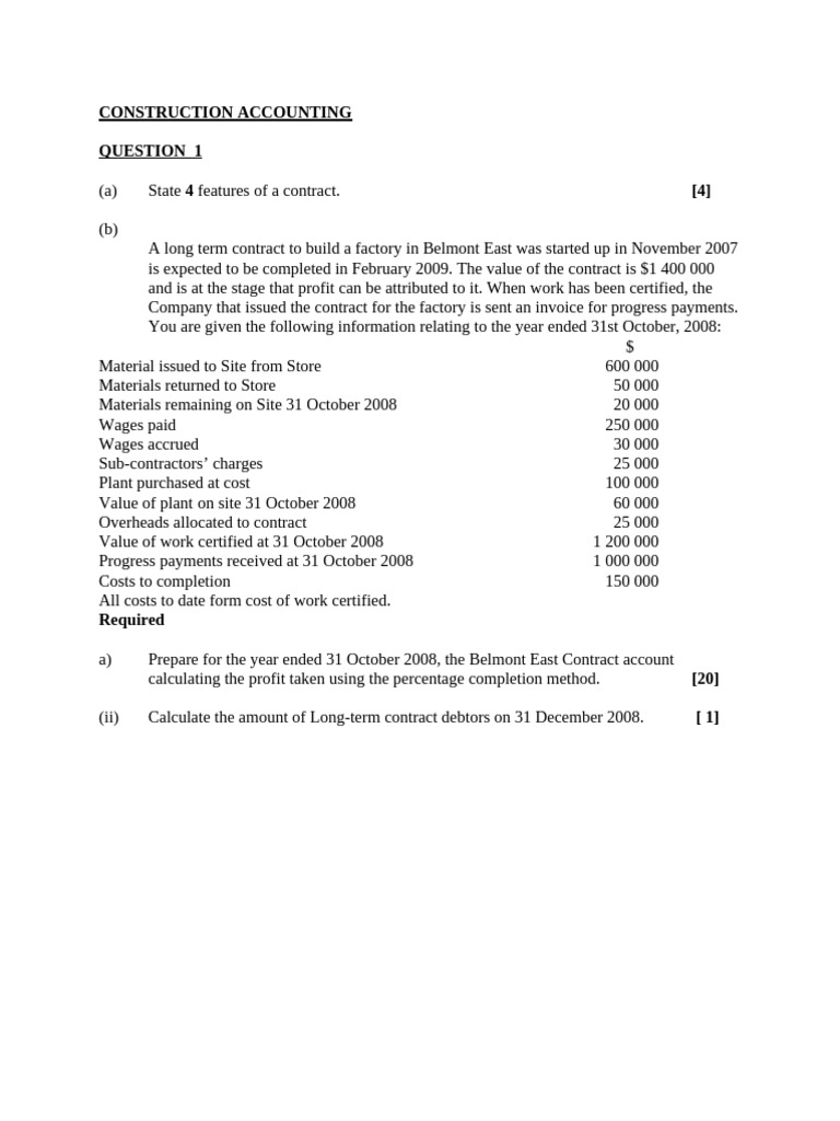 CONSTRUCTION ACCOUNTING Exam | PDF | Business Economics | Economies