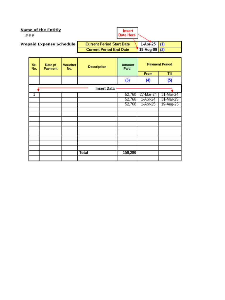 Prepaid Expense Schedule Template | PDF | Payments | Financial Accounting