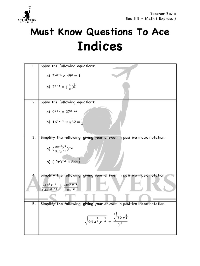 Sec 3 Indices Review Q | PDF | Interest | Mathematics
