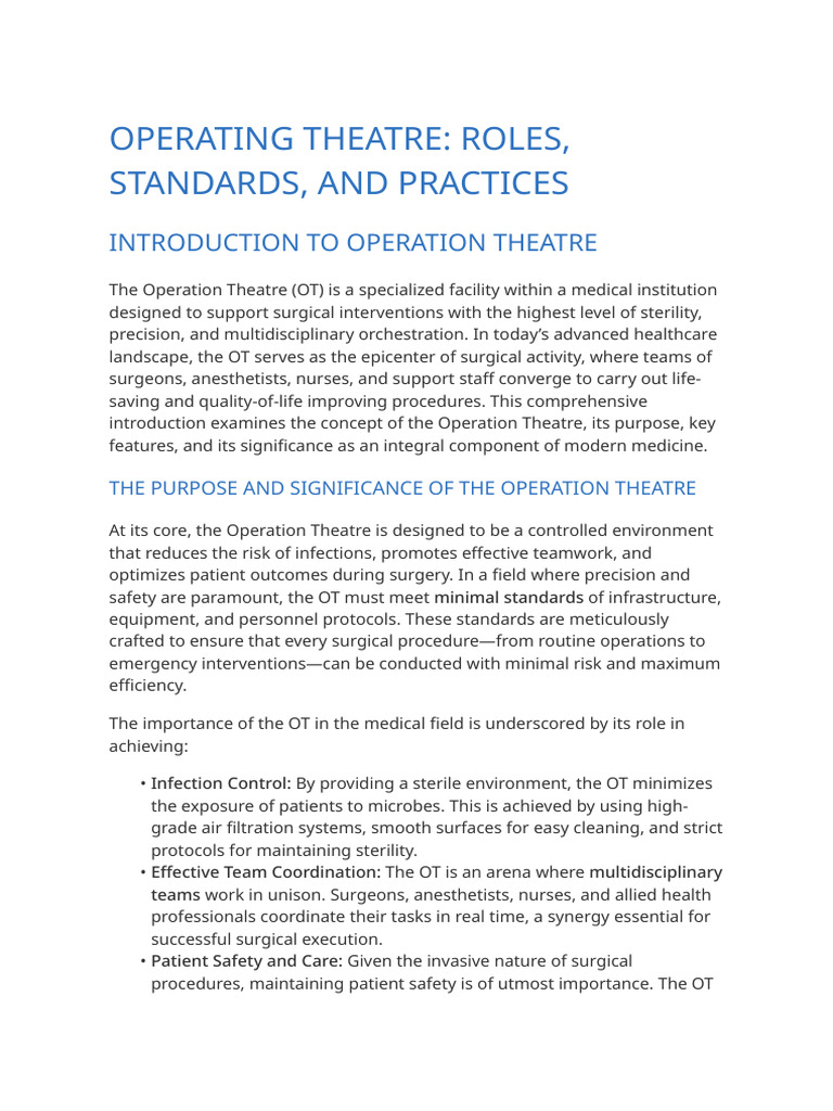 Operating Theatre_ Roles, Standards, and Practices | PDF | Surgery | Augmented Reality