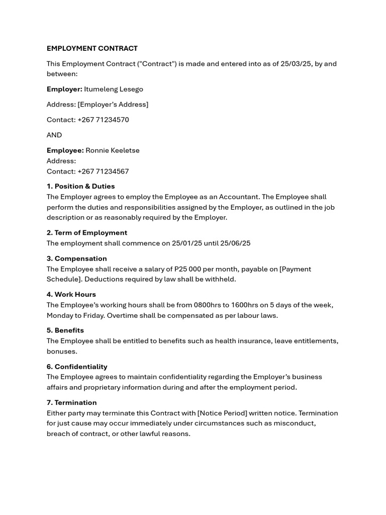 Employment Contract | PDF