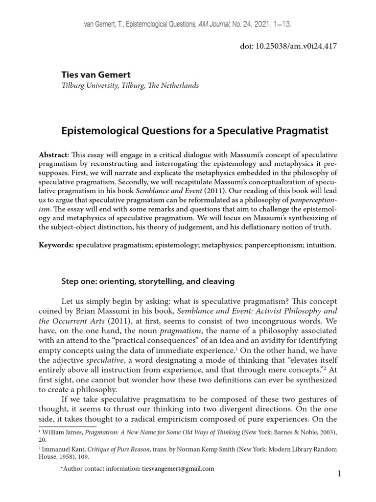 Epistemological_Questions_for_a_Speculative_Pragma | PDF | Pragmatism ...