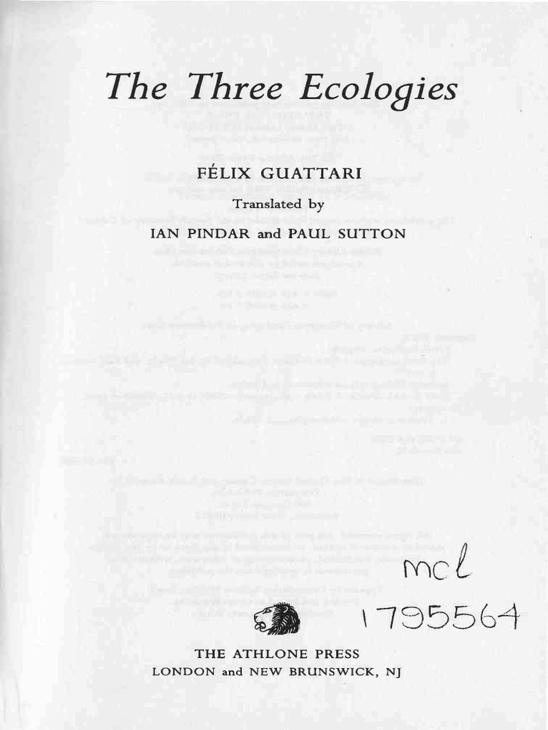 Guattari Felix The Three Ecologies | PDF