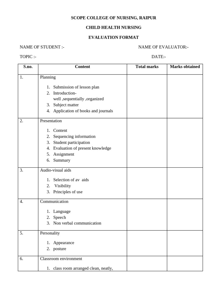 Evaluation Form | PDF