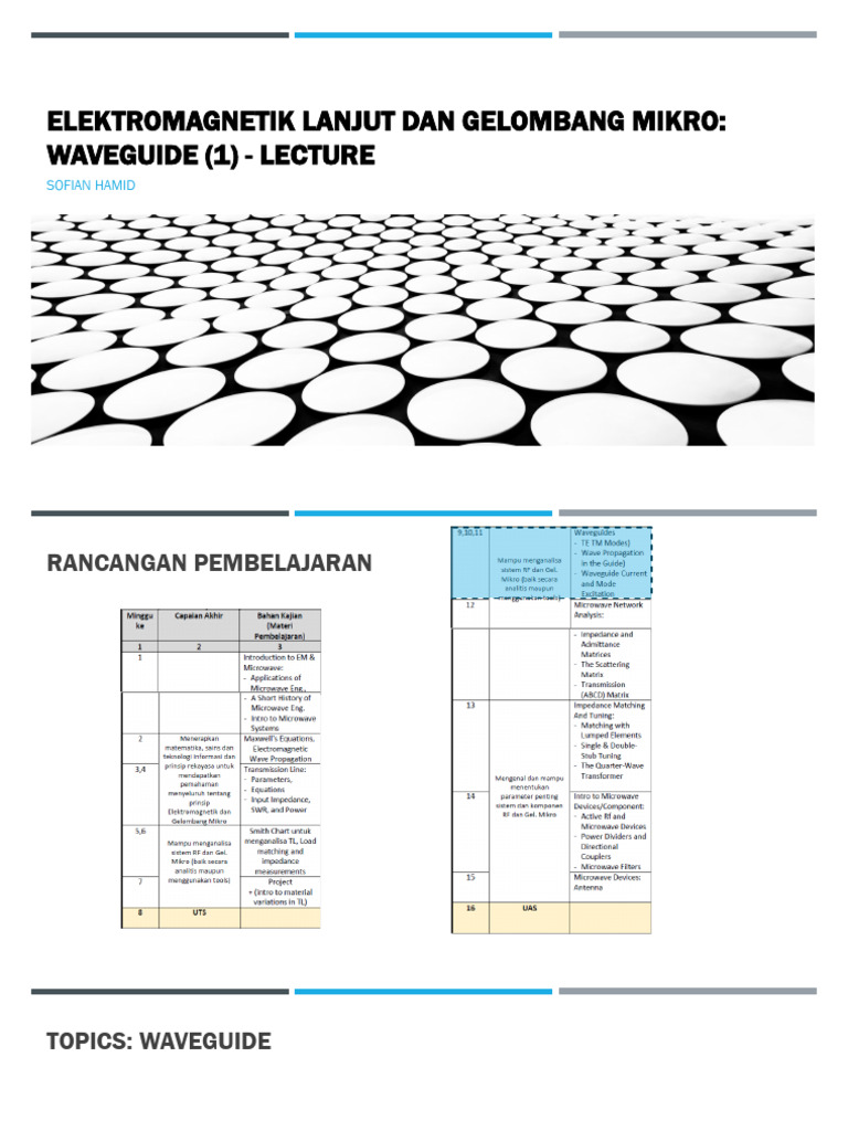 Pertemuan VIII Waveguide I - Lecture | PDF | Waveguide | Electromagnetic Radiation