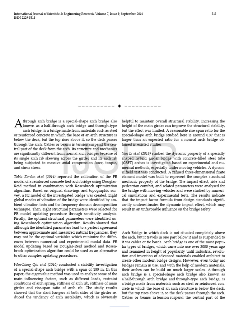 Performance Comparison of Through Arch Bridge at Different Arch ...