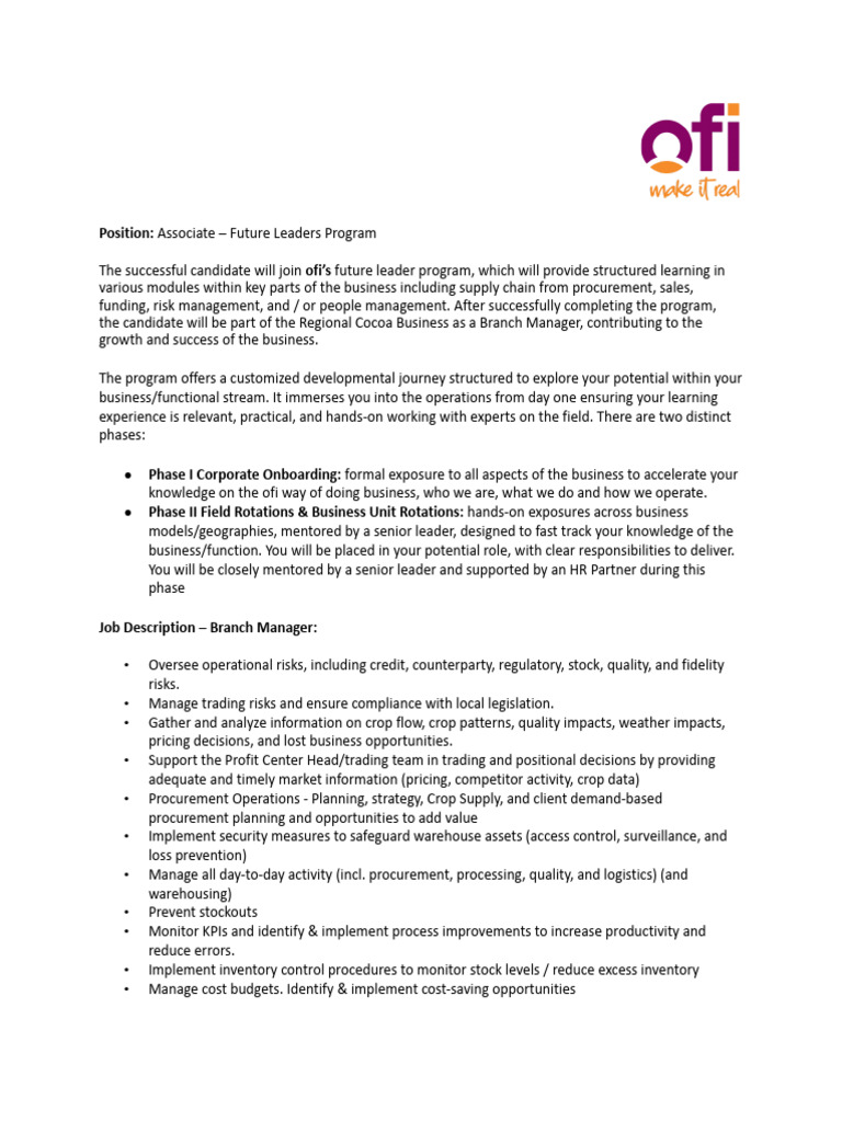 FLP Branch Manager JD - Along With Compensation (1) | PDF | Procurement ...