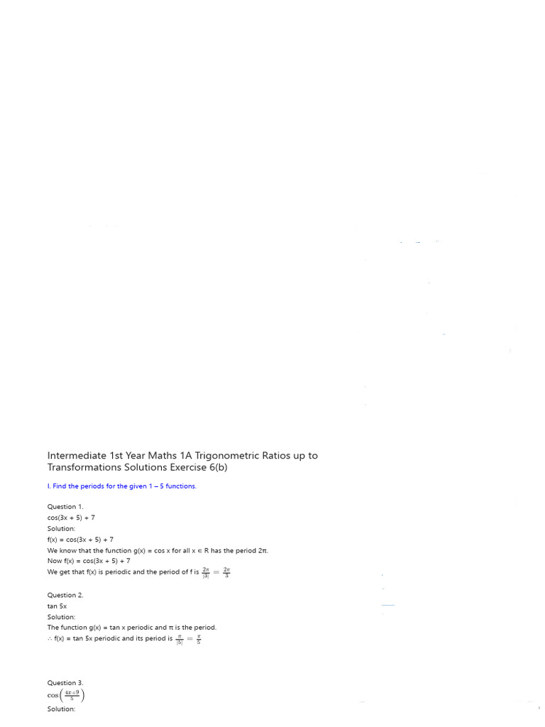Inter 1st Year Maths 1A Trigonometric Ratios Up To Transformations ...
