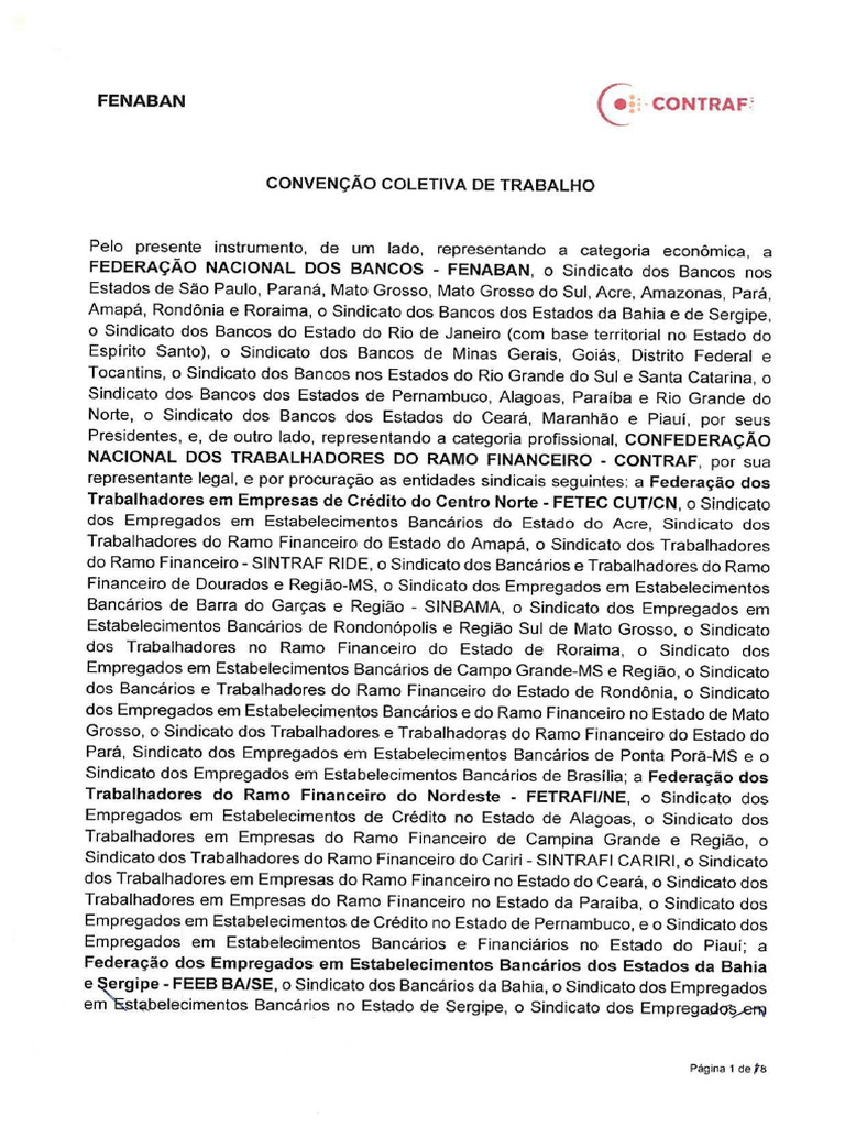 Fenaban - CCT Geral 2024-2026 Sem Assi | PDF