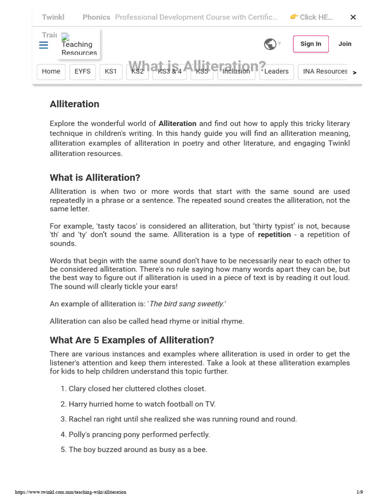 What Is Alliteration - Examples and Definition | PDF | Poetry | Rhyme