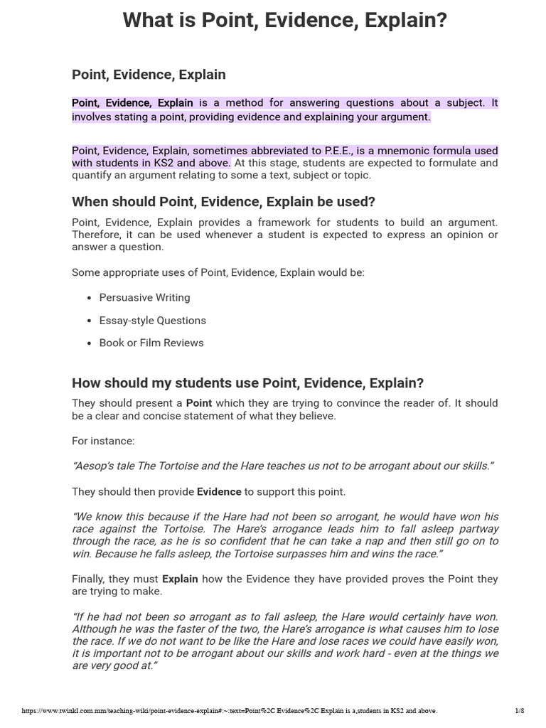 What Is Point, Evidence, Explain - Answered - Twinkl Teaching Wiki ...