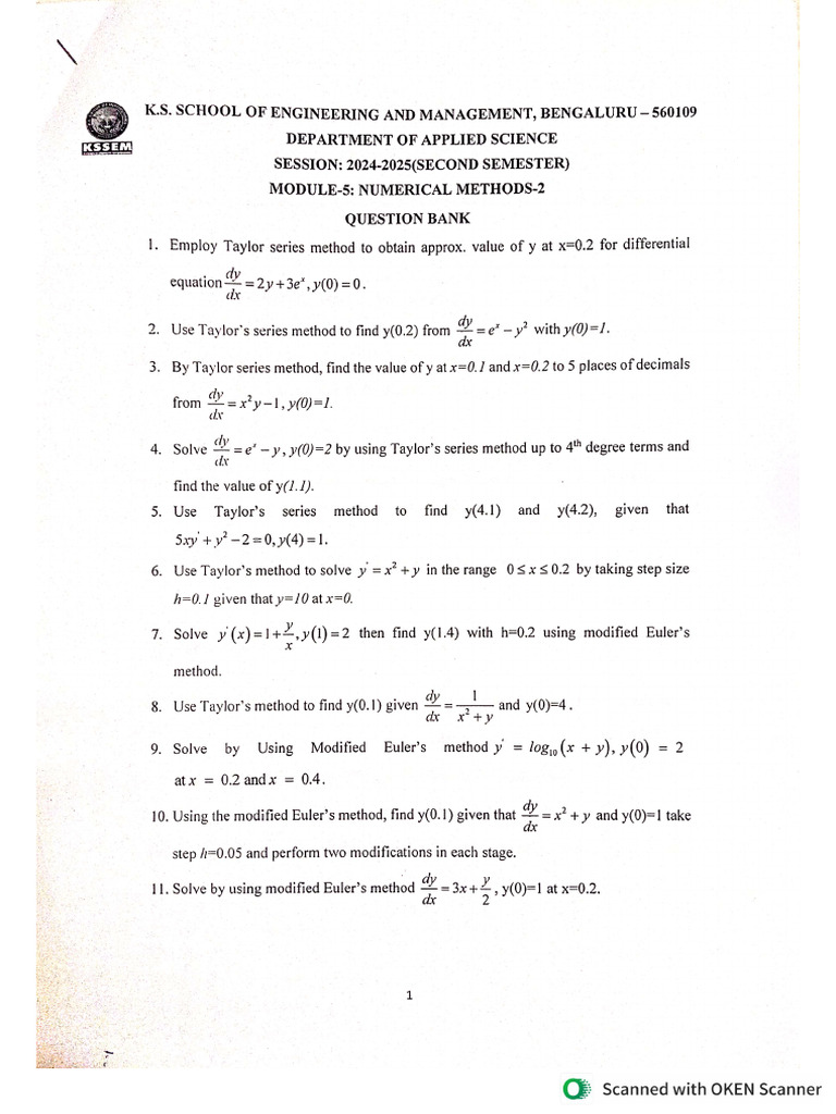 Question Bank Numerical Methods-2 | PDF