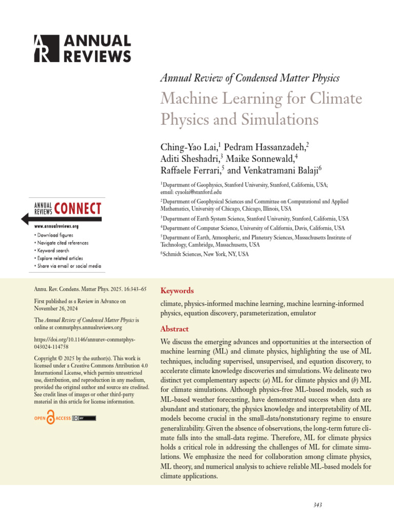 Machine learning and climate physics | PDF | Machine Learning ...