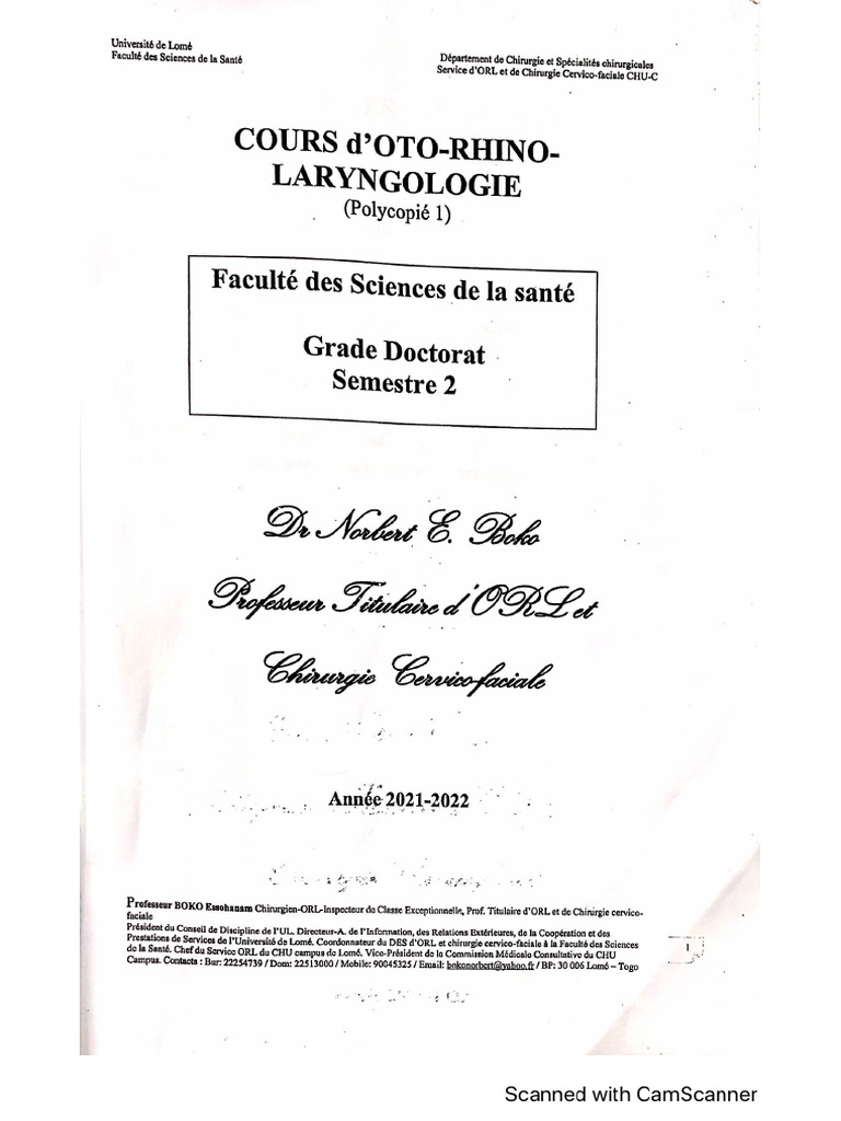 Cours Orl PR Boko | PDF