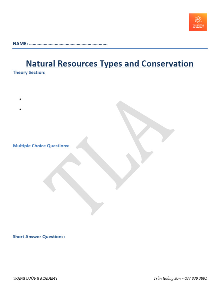 Natural Resources and Conservation Guide | PDF | Renewable Resources ...