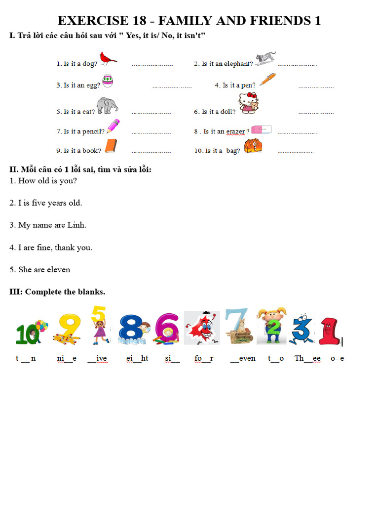 Exercise 18 - Family and Friends 1 | PDF