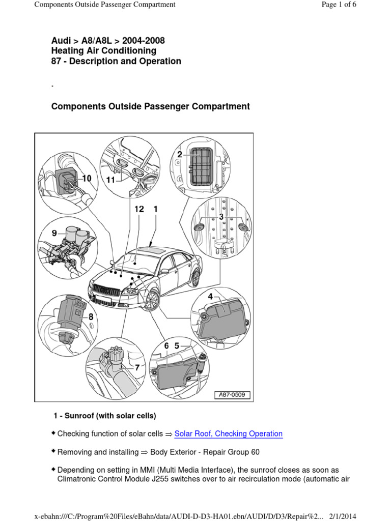 Audi A8/A8L 2004-2008 HVAC Components Guide | PDF | Air Conditioning ...
