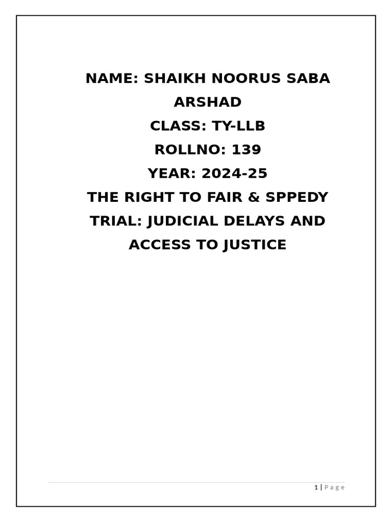 The Right to Fair & Speedy Trial | PDF | Supreme Court Of The United ...