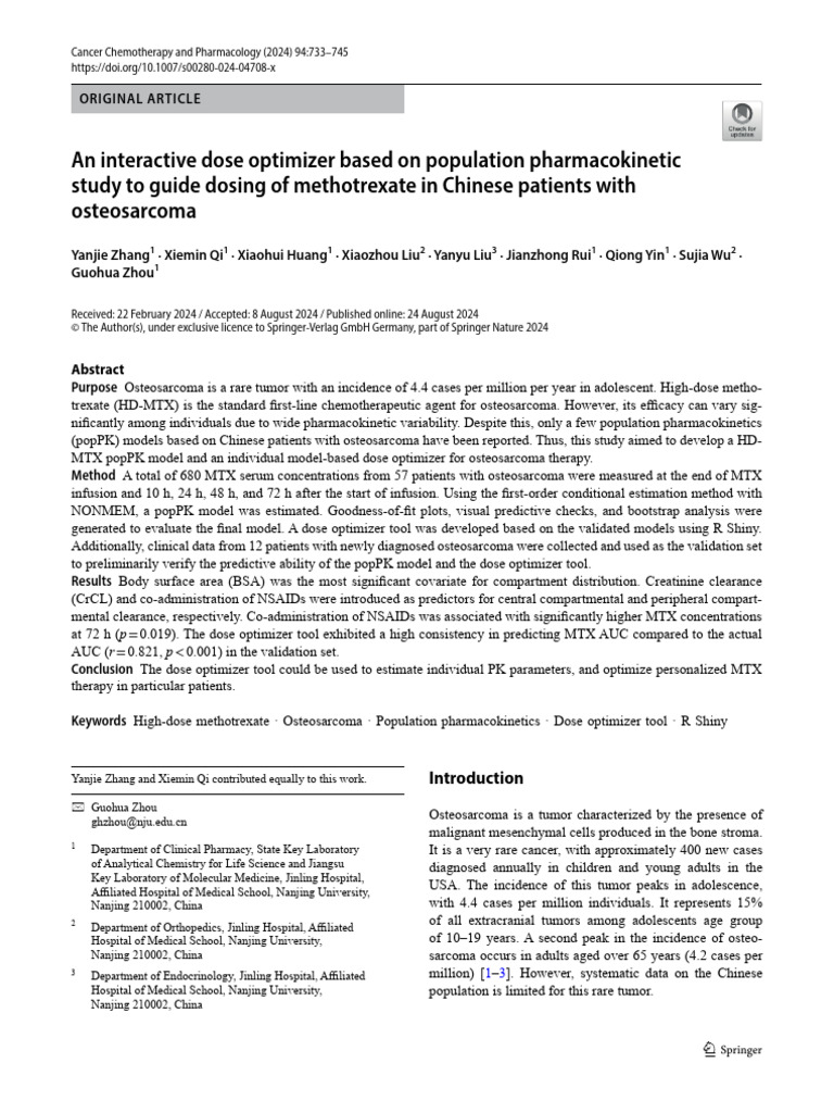 An interactive dose optimizer based on population pharmacokinetic study ...