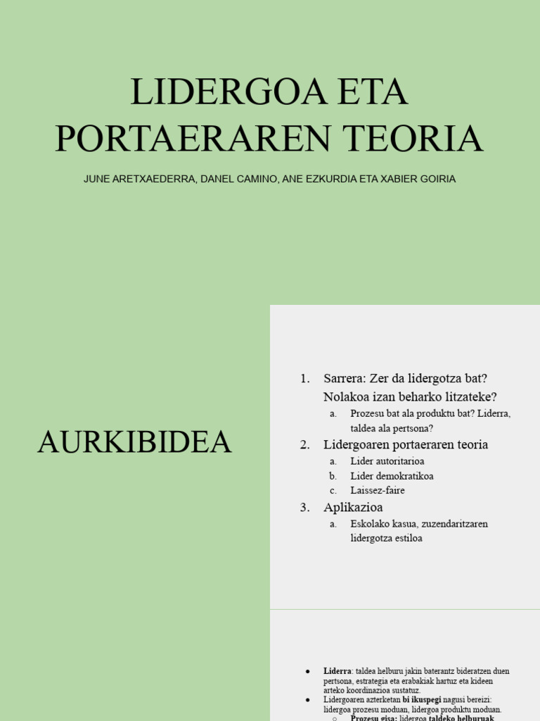 Lidergoa Eta Portaeraren Teoria 2 | PDF