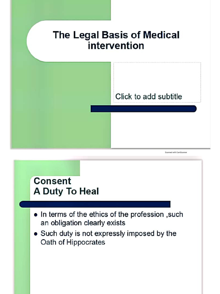 Legal Basis of Medical Intervention. | PDF