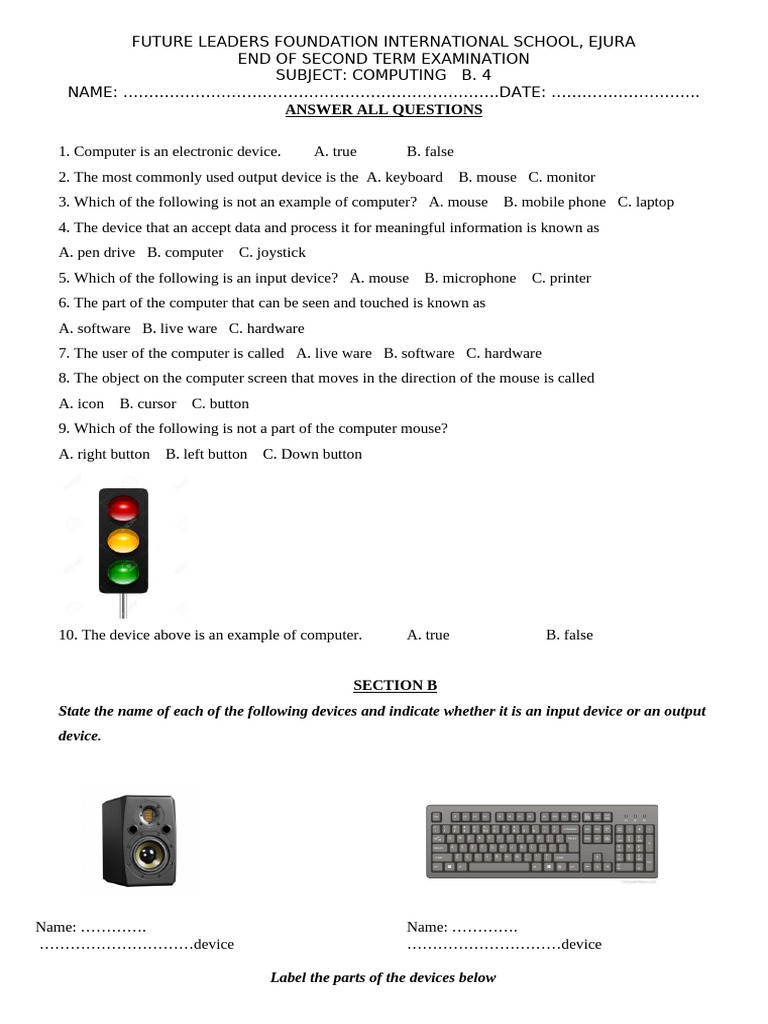 Term Tow Ict 4-6 Questions | PDF | Input/Output | Cursor (User Interface)