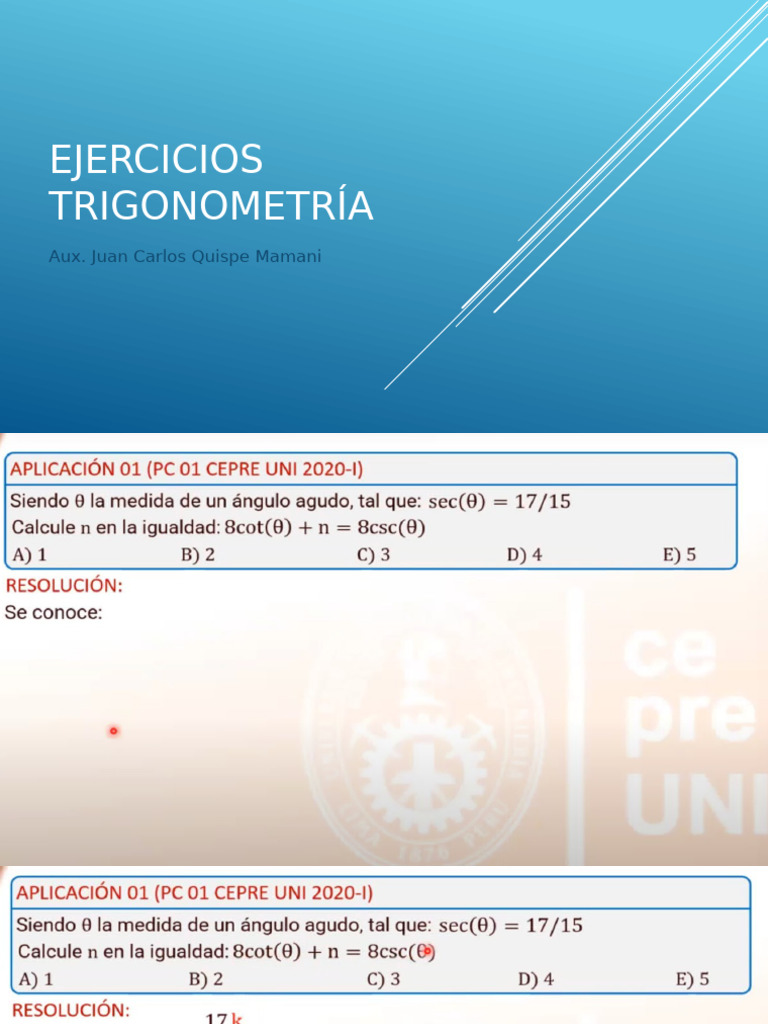 Ejercicios Trigonometría 1er Parcial | PDF