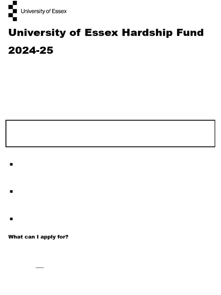 University of Essex Hardship Fund 2024-25 | PDF | Cost Of Living ...