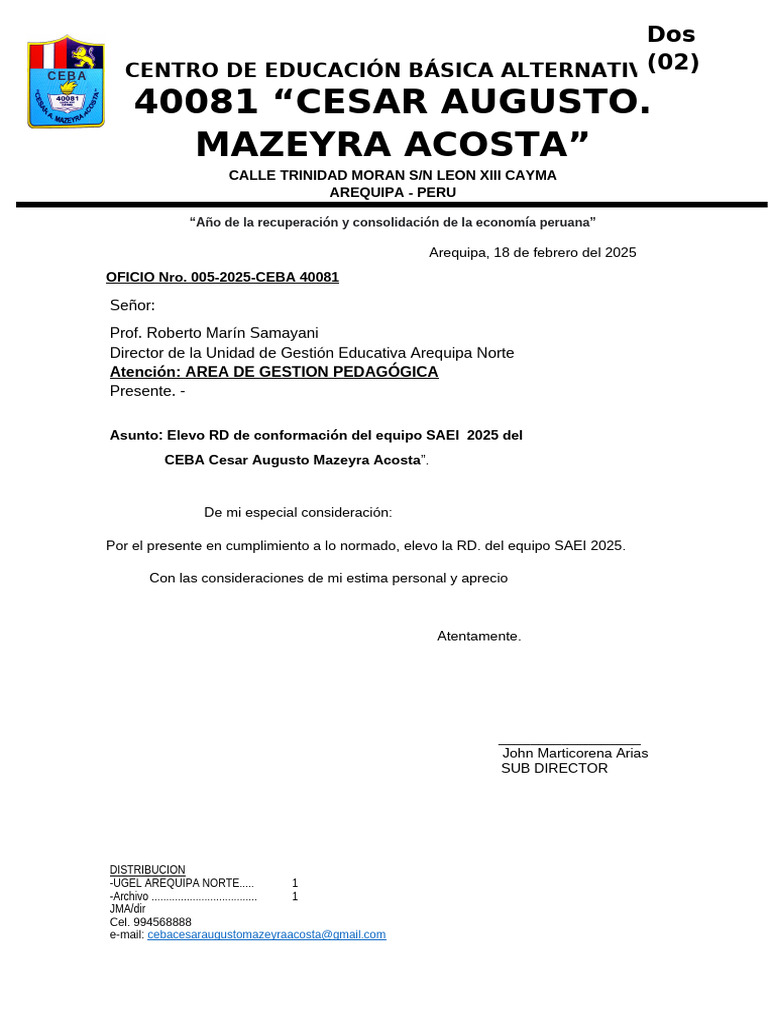Integrantes SAEI 2025 CEBA César Augusto | PDF | Aprendizaje