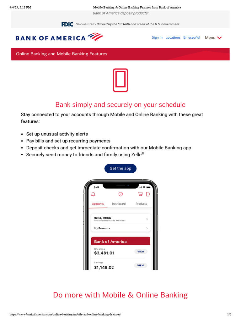 Mobile Banking & Online Banking Features From Bank of America | PDF ...