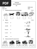 Class 1 English Holiday Homework Guide | PDF