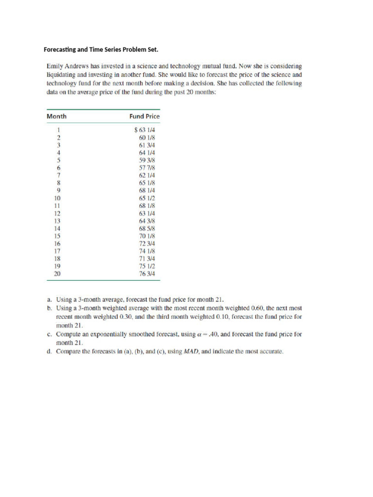 Forecasting and Time Series Problem Set | PDF