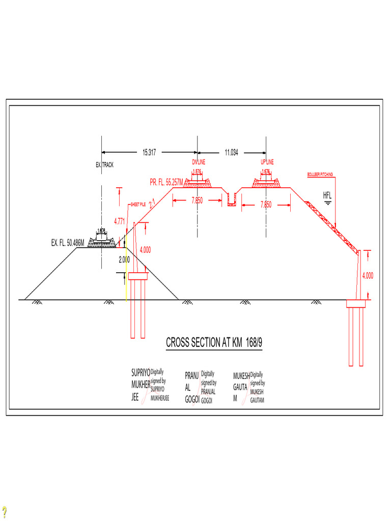 Cross Sections and Elevations at KM 168-170 | PDF
