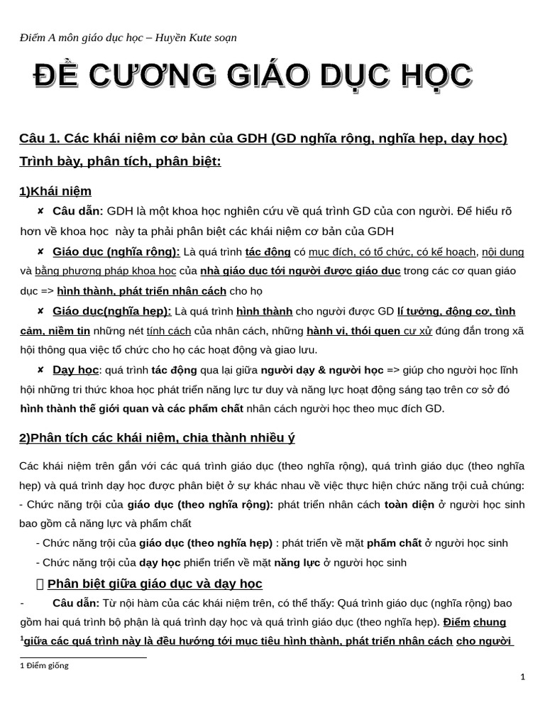Đề-cương-GDH | PDF