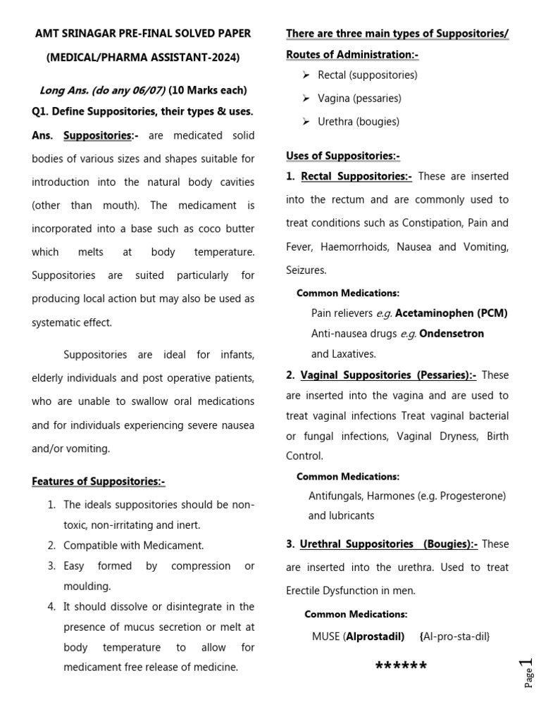 Medial Assistant Pharma Pre Final Solve Paper - 035004 | PDF | Medical ...