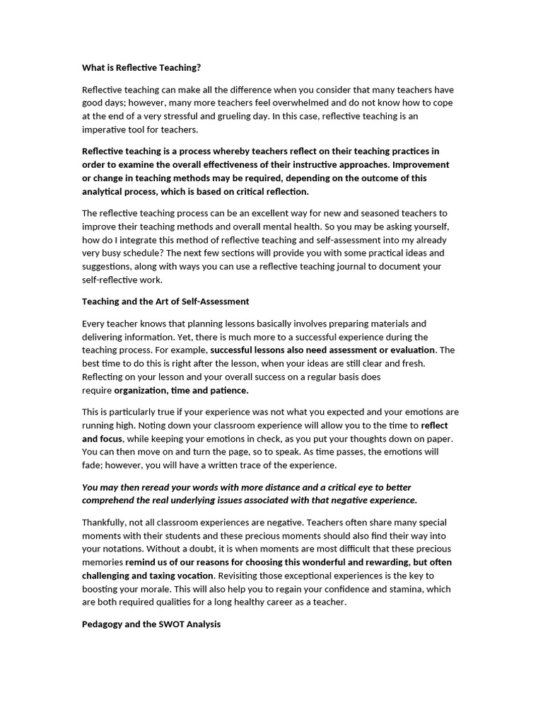 What Is Reflective Teaching | PDF | Reflective Practice | Teachers