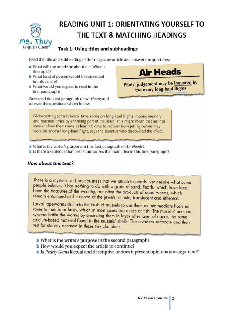 Reading Unit 1 | PDF