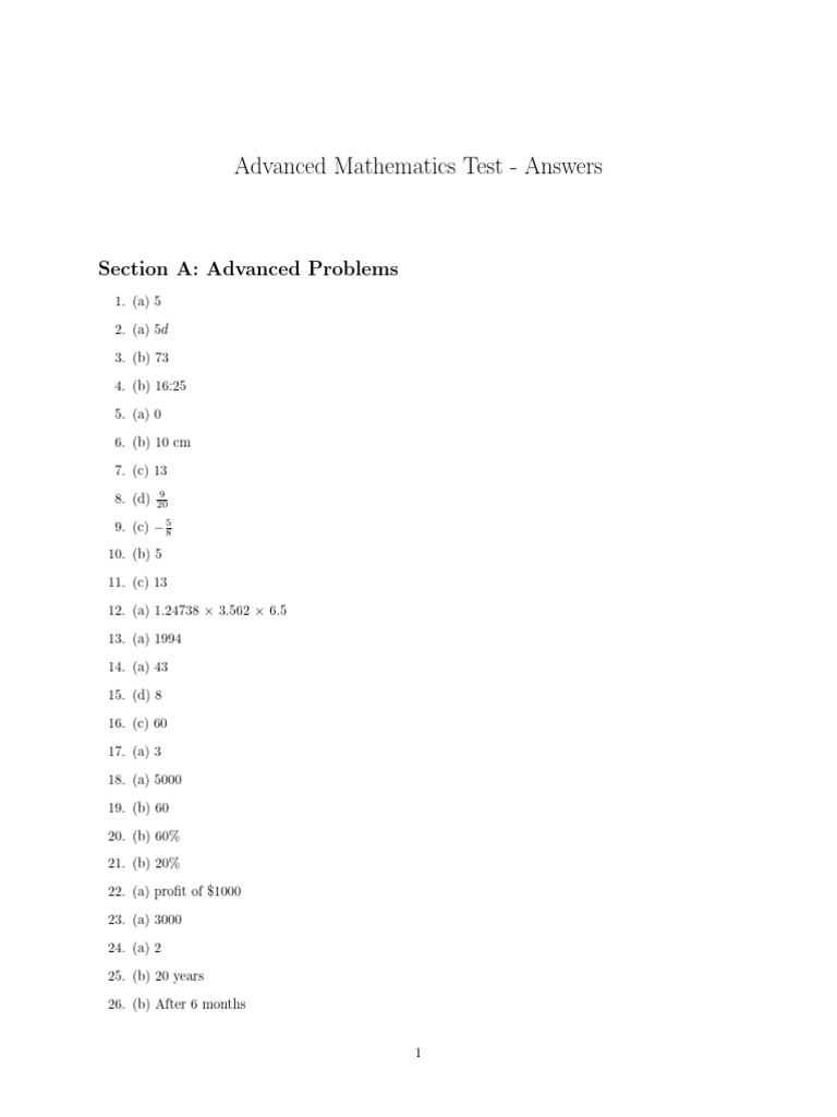 Advanced - Test Answers 2 | PDF