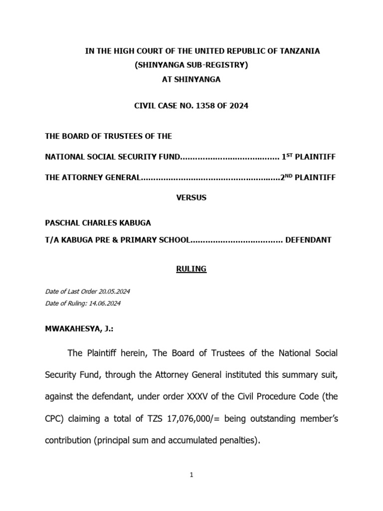 JOSEPH GIDION - Suits To Be Filed Under Summary Procedure Are Those Listed Under XXXV of The CPC ...