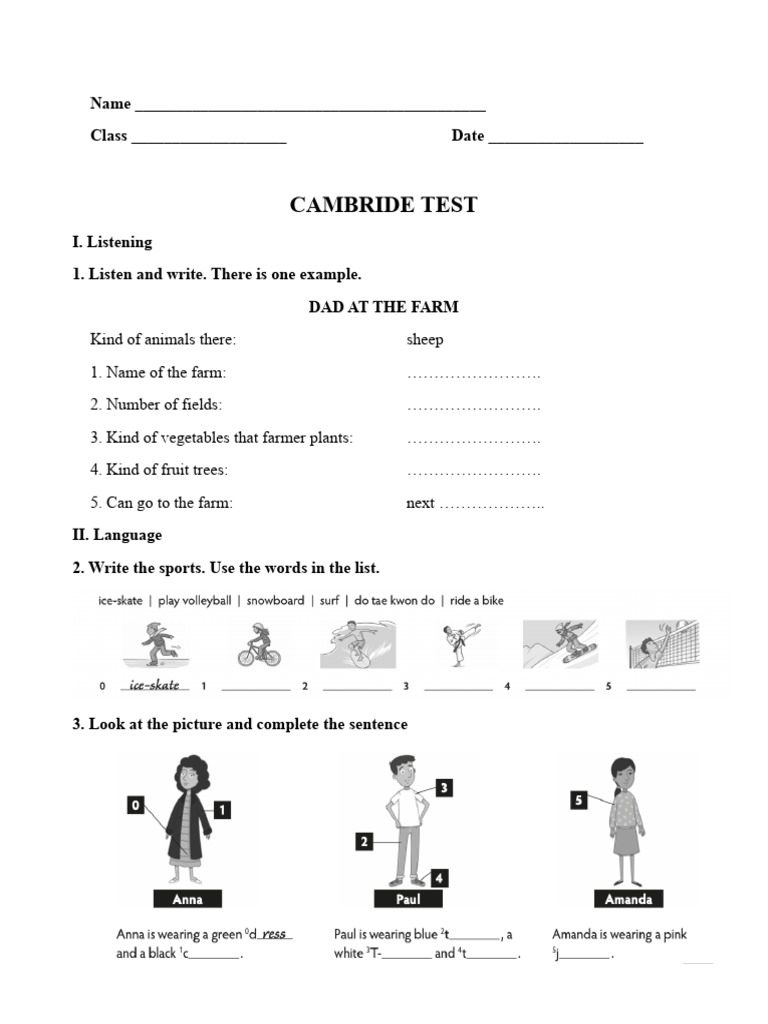 Test Cambridge Think Starter | PDF | Linguistics